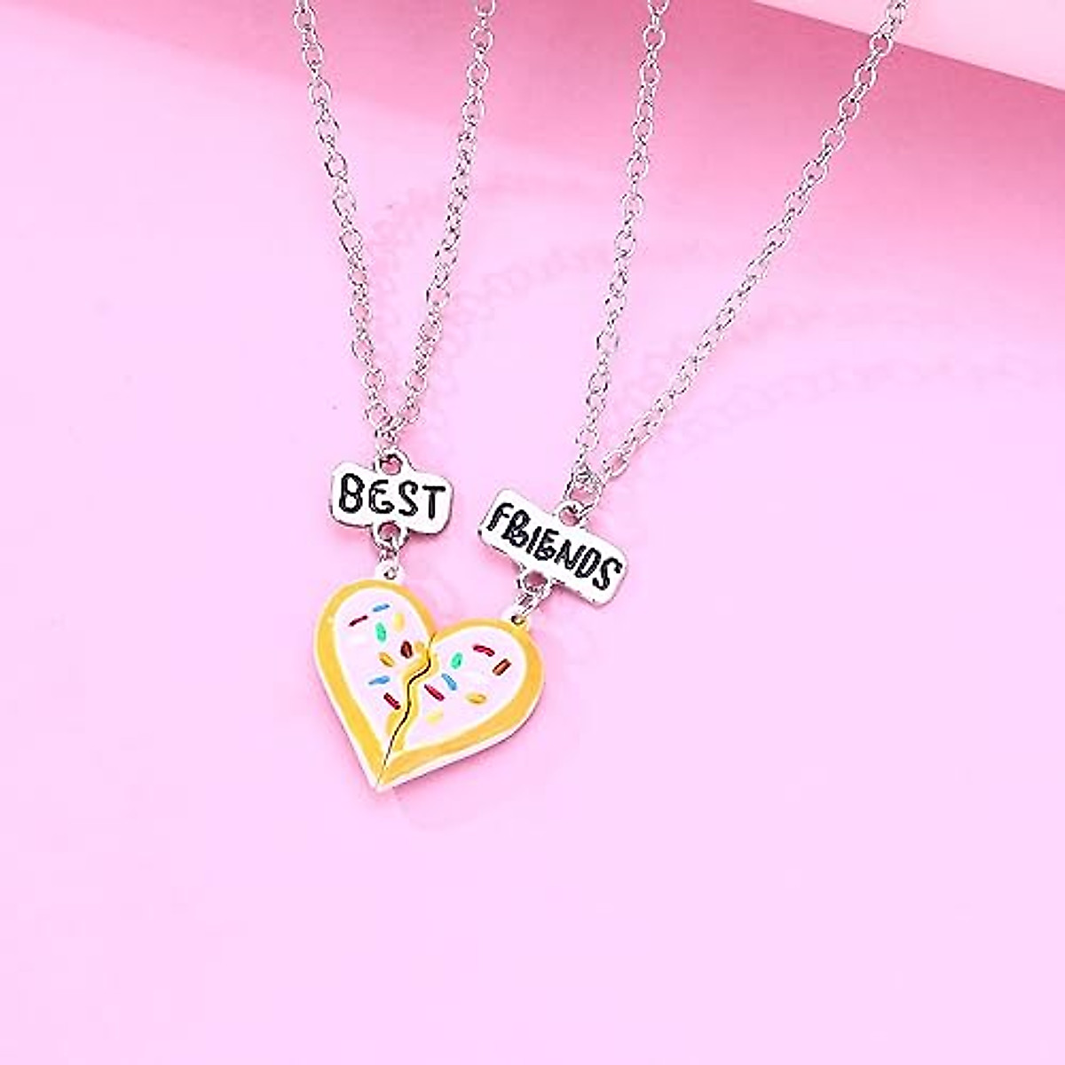 TTPAIAI 30 Best Friends Half Heart Pendant Necklace for Girls, Best Friend Jewelry,Friendship Gift Girls BFF Necklaces-Love (Silver Heart)