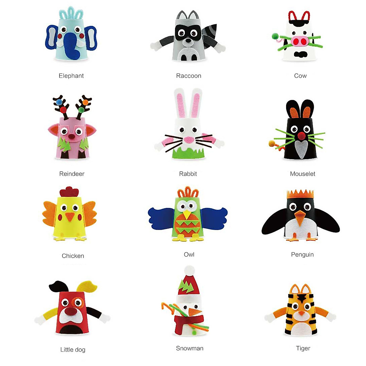 Mobee Felt Paper Cup Sticker DIY Craft Kits Paper Art Training Early Educatioanl Playing Toys Kids