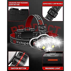 Victoper Rechargeable Headlamp, 8 LED 18000 High Lumen Bright Head Lamp with Red Light, Lightweight USB Head Light, 8 Mode Waterproof Head Flashlight for Outdoor Running Hunting Hiking Camping Gear