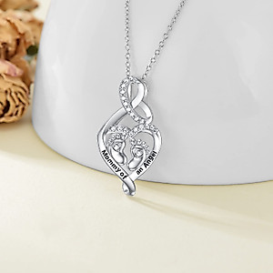 PELOVNY Mommy of an Angel Necklace Sterling Silver Foot Print Necklace Memorial Jewelry Sympathy Gift for Women Mother Mom