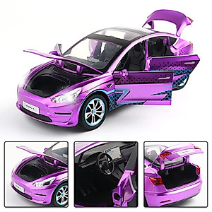 1:32 Scale Model 3 Alloy Car Model Diecast Toy Vehicles for Kids, Tesla car Model，Pull Back Alloy Car with Lights and Music,Mini Vehicles Toys for Kids Gift ，Children Birthday Gift (Black)