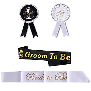 4 Pieces Groom and Bride to Be Sash Bride to Be and Groom to Be Badge for Bachelorette Party Supplies Bridal Shower Decorations