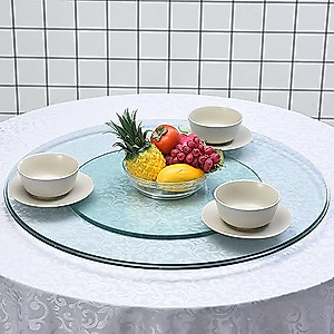 BBAUER Lazy Susan Turntable, Table Glass Turntable, Tempered Glass Lazy Susan Turntable, Round Tabletop Rotating Serving Tray for Dining Table
