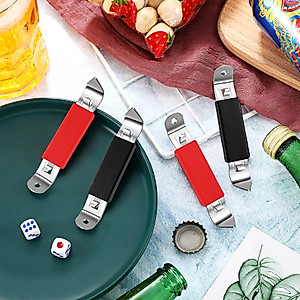 Magnetic Bottle Openers Classic Stainless Steel Beer Punch Opener Can Tapper Bottle Opener with Magnet for Refrigerator Camping and Traveling (Red, Black,4 Pieces)