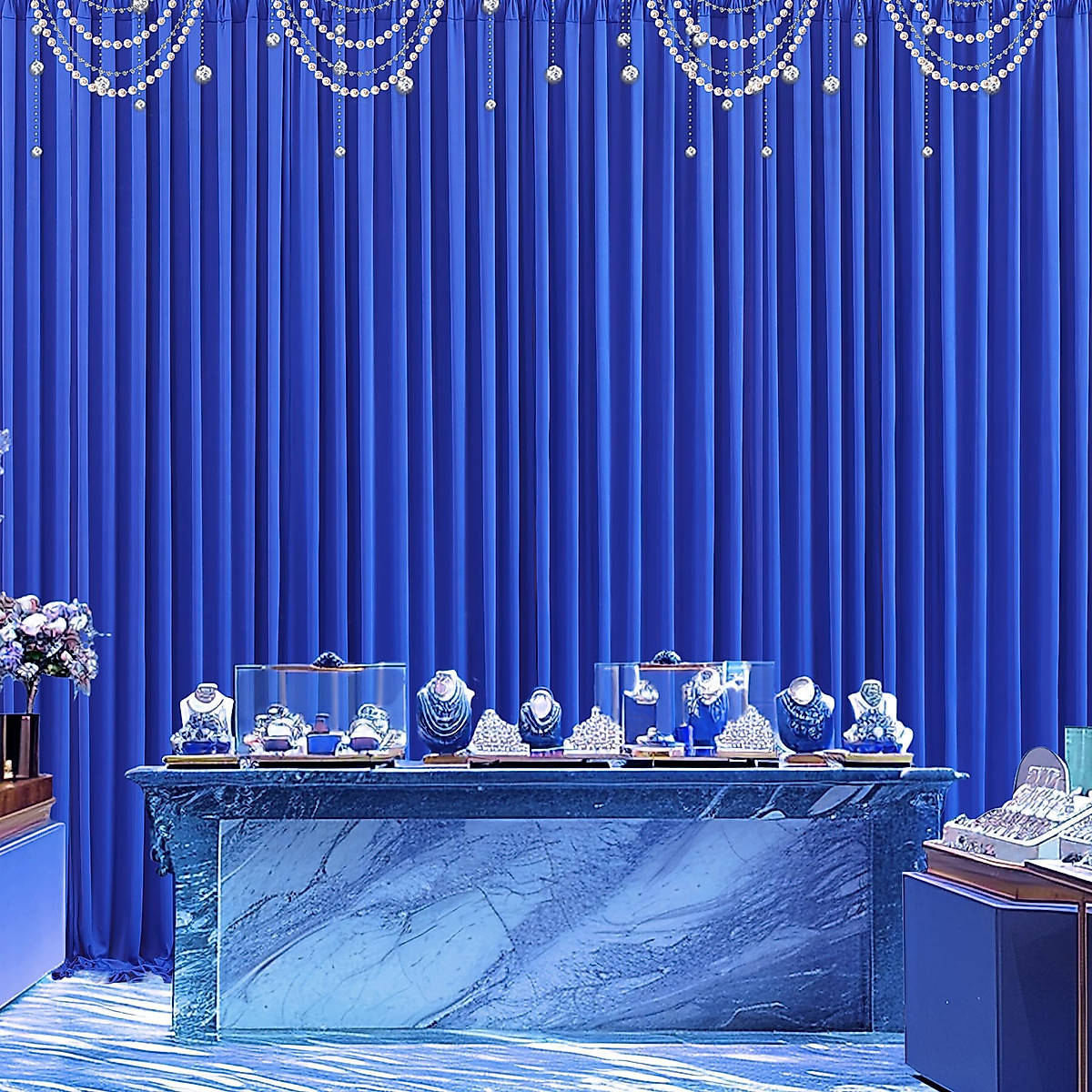 10ft x 7ft Royal Blue Backdrop Curtain for Parties Blue Wrinkle Free Backdrop Drapes Panels for Baby Shower Birthday Party Wedding Photo Photography Polyester Fabric Background Decoration