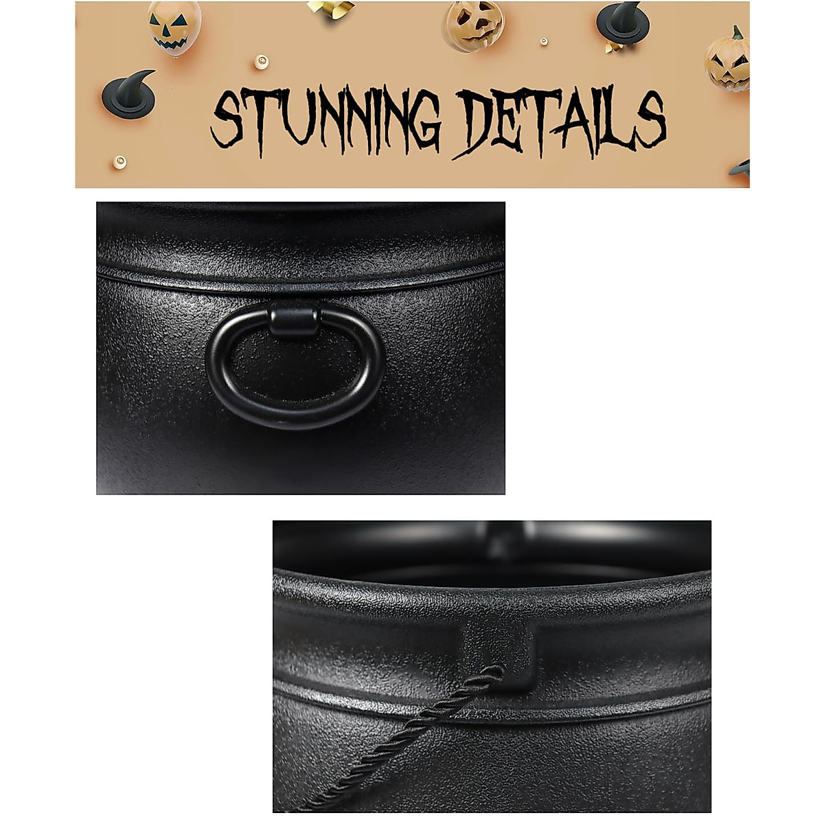 GIFTEXPRESS 12" Black Halloween Cauldron - Large Plastic Witch Kettle For Candy, Treats & Punch Bowl - St. Patrick's Day Pot of Gold Party Bucket Decor