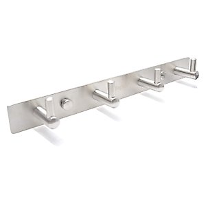Sagmoc Key Holder Wall Mounted Coat Hook Rack Brushed Nickel 10.6-Inch with 4 Key Hooks for Entryway,Door, Bathroom, Kitchen Foyer, Hallway(304 Stainless Steel,Silver)