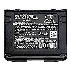 Replacement FNB-80Li Battery for Vertex VX-5R VX-6R VX-7R FNB-58Li, Standard Horizon HX460 HX470, Li-ion 7.4V 1400mAh