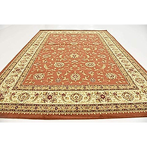 Unique Loom Voyage Collection Traditional Oriental Classic Intricate Design Area Rug, 9 ft 0 in x 12 ft 0 in, Terracotta/Ivory