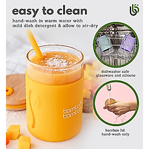 bamboo bamboo Toddler Sippy Cup with Straw and Lid, Transition Drinking Cup for Kids Holds 11.8 oz of Milk, Juice, Water or Smoothies – Glass Kids Cup with Impact-Resistant Silicone Sleeve and Straw