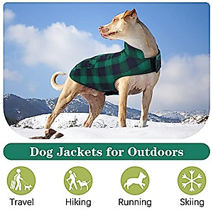 Kuoser Dog Winter Coat, Reversible Dog Jacket, Warm Dog Coat British Style Puppy Cold Weather Coat, Windproof Dog Clothes Dog Vest for Small Medium and Large Dogs Green 3XL