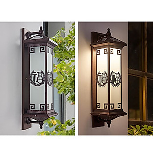 CHENBAI Rectangle Solar Wall Sconce Solar Decorative Porch Lights Chinese Outdoor IP43 Waterproof Garden Lights Auto On/Off Solar Exterior Wall Lights Villa Garden Home Led Fence Solar Lamp