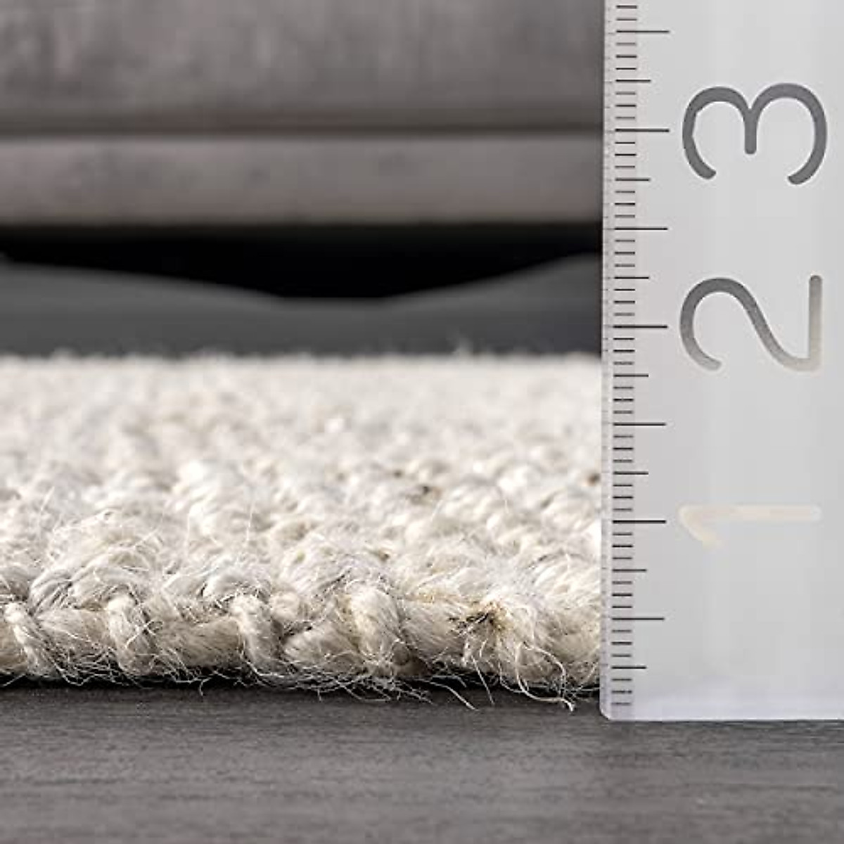 nuLOOM Ashli Handwoven Solid Jute Area Rug, 4' Round, Off-white