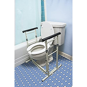 Essential Medical Supply Height Adjustable Standing Toilet Safety Rail with Foam Handles