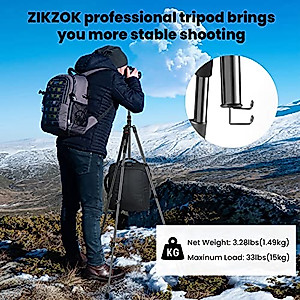 ZIKZOK 80" Camera Tripod,Travel Lightweight Heavy Duty Tripods & Monopods with 360°Ball Head,Phone Holder,33lb Load,Compatible with DSLR Cameras,Smart Phone,Projector,Webcam,Spotting Scopes