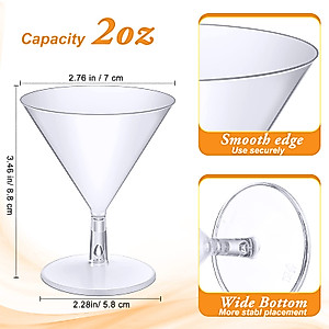 Boao Clear Plastic Martini Glasses 2oz Disposable Cocktail Glasses Mini Dessert Cups Shooter Shot Glasses for Parties Wedding Events, Cocktails Parties (150 Pieces)
