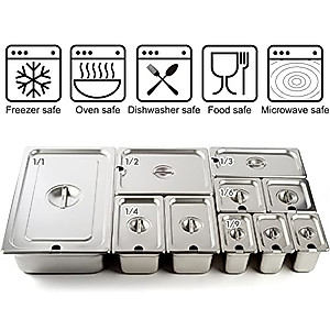 CURTA 6-Pack 1/6 Size Slotted Steam Table Pan Cover, Lid with Handle, NSF, Hotel Pan Cover, Catering Food Pan Cover