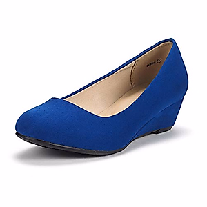 DREAM PAIRS Women's Debbie Royal Blue Mid Wedge Heel Pump Shoes - 11 M US
