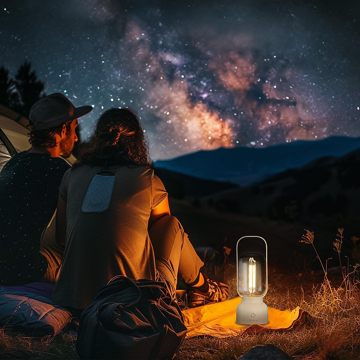 ArtiN-X Retro Cordless Lantern Table Lamp, 40 Hours Long Lasting Dimming Night Light, Small Rechargeable Battery Operated Light for Cruise Nightstand Travel Camping Nightstand, Decoration, Gift- White