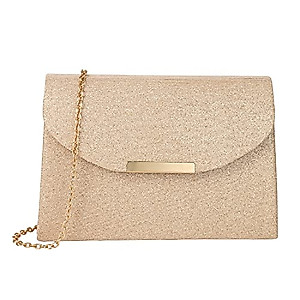 ZHANNI Women's Evening Bag Party Clutches Wedding Purses Cocktail Prom Handbags with Frosted Glittering(Rose Gold)