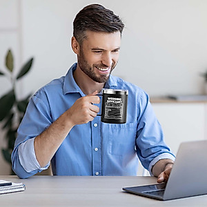 Best Wedding Officiant from Bride Groom | Anniversary Wedding Officiant Gift Insulated Coffee Cup | 12oz with Handle and Lid 304 Stainless Steel Camping Travel Thermal Mugs - Black