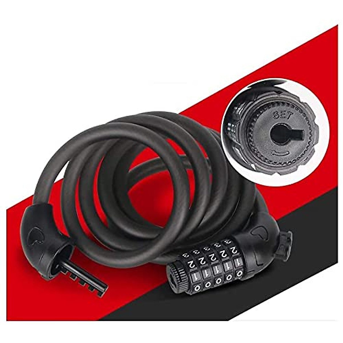 VIGAT Bicycle Lock 5-Digit Code Anti-Theft Combination Bicycle Steel Cable Lock for Motorcycles, Bicycles, Fences, Doors (Size:125cm)