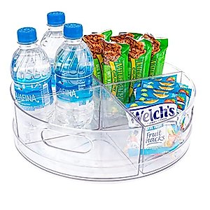 Lazy Susan Turntable - Clear Acrylic, Removable Sections, Rotates 360 Degrees. Easily Organize Your Fridge, Cabinet or Counter. Great Carousel Storage for Food, Spices, Cosmetics. (4-Sections)