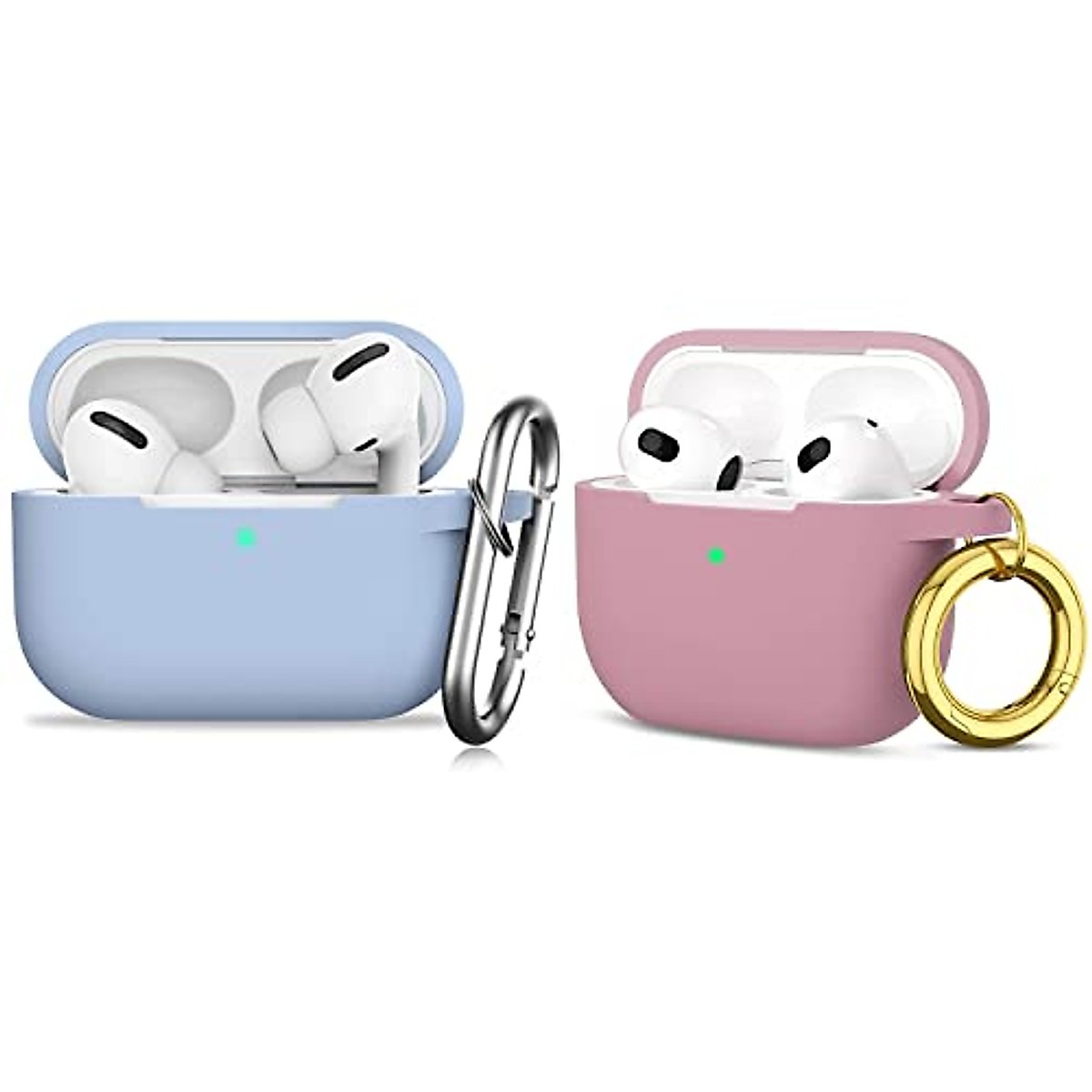 [Bundle] GMUDA for AirPods Pro Case & AirPods 3rd Generation Case(2021), Protective Silicone Cover with Keychain, Front LED Visible