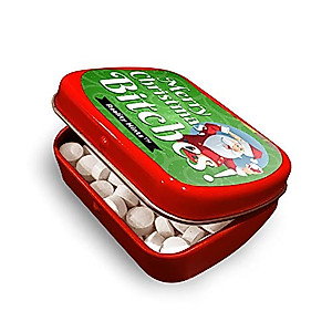 Merry Christmas Bitches Mints Cute Holiday Gags for Friends Men Women Weird Stocking Stuffers for Adults Peppermint Breath Mints Secret Santa White Elephant Drunk Santa Office Christmas