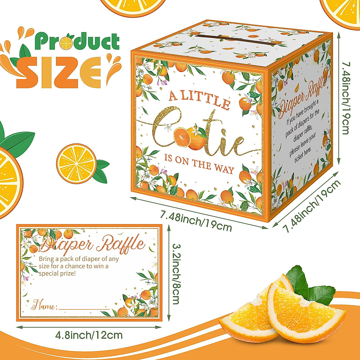 51 Pieces Little Cutie Diaper Raffle Tickets with Diaper Raffle Card Box for Baby Shower Decorations Little Cutie Diaper Raffle Sign Box Diaper Raffle Game Insert Advice and Wishes Diaper Raffle