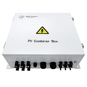 AIMS Power 6 String Solar Array Combiner Box 120A 200 VDC 6 Inputs 20KW Prewired 1000V DC Max Input, 125A Resettable Output Breaker, Diode Protected, MC4 Compatible Input and Out Connections