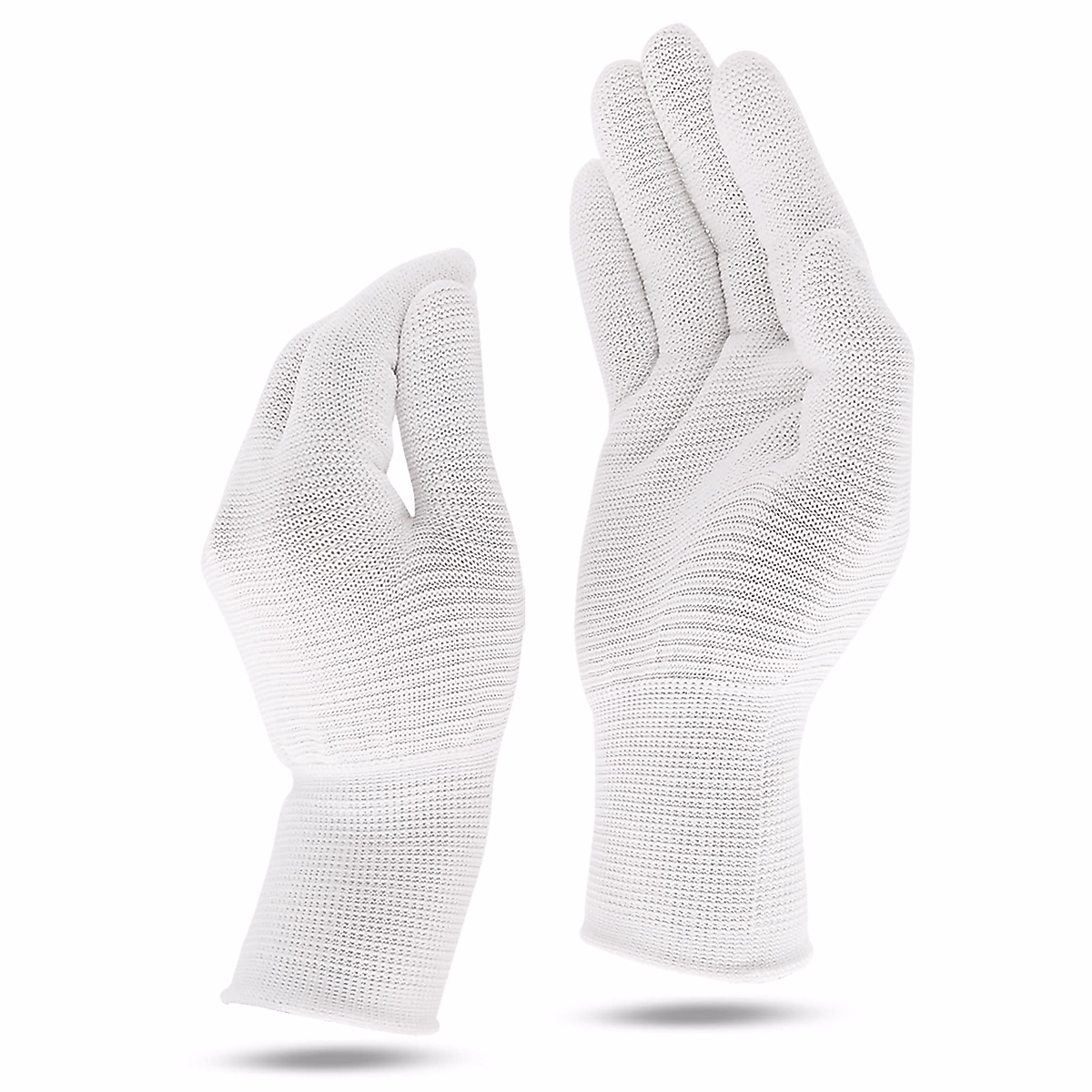 Youneedthat Eczema Aerosilver Safety Nitrile Glove Liners 20 Count, Seamless Non-slip Grip Food Prep Gloves, White(S,M,L) (Large (Pack of 20)