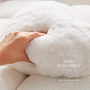 YRXRUS Heart Pillow, White Heart Pillows, Love Pillow Gifts, 14X17 Inch Large Heart Shaped Pillows, Faux Rabbit Fur Coquette Room Decor Throw Pillows, Living, Bedroom, Indoor Outdoor