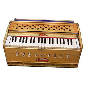 Harmonium by Maharaja Musicals, In USA, 9 Stops, 3 1/2 Octave, Double Reed, Coupler, Natural Color, Standard, Padded Bag, A440 Tuned, Musical Instrument Indian Sangeeta (PDI-AABG)
