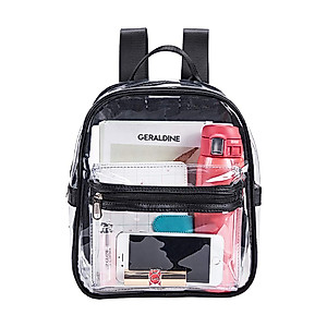 Mini Clear Backpack,Stadium Approved Clear Backpack with Front Accessory Pocket, Heavy Duty See Through Backpack for Festivals, Concerts,Sporting Events