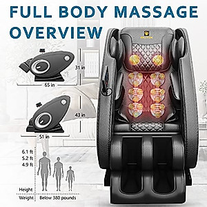 Massage Chair Blue-Tooth Connection and Speaker, Recliner with Zero Gravity with Full Body Air Pressure, Easy to Use at Home and in The Office
