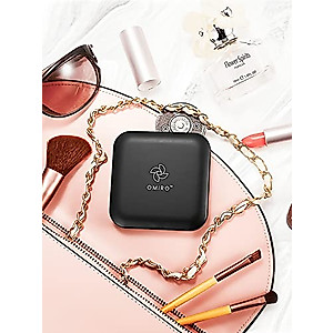 OMIRO Folding Compact Mirror, 1X/10X Magnification 3½” Pocket Size Square Hand Mirror for Travel Makeup (Black)