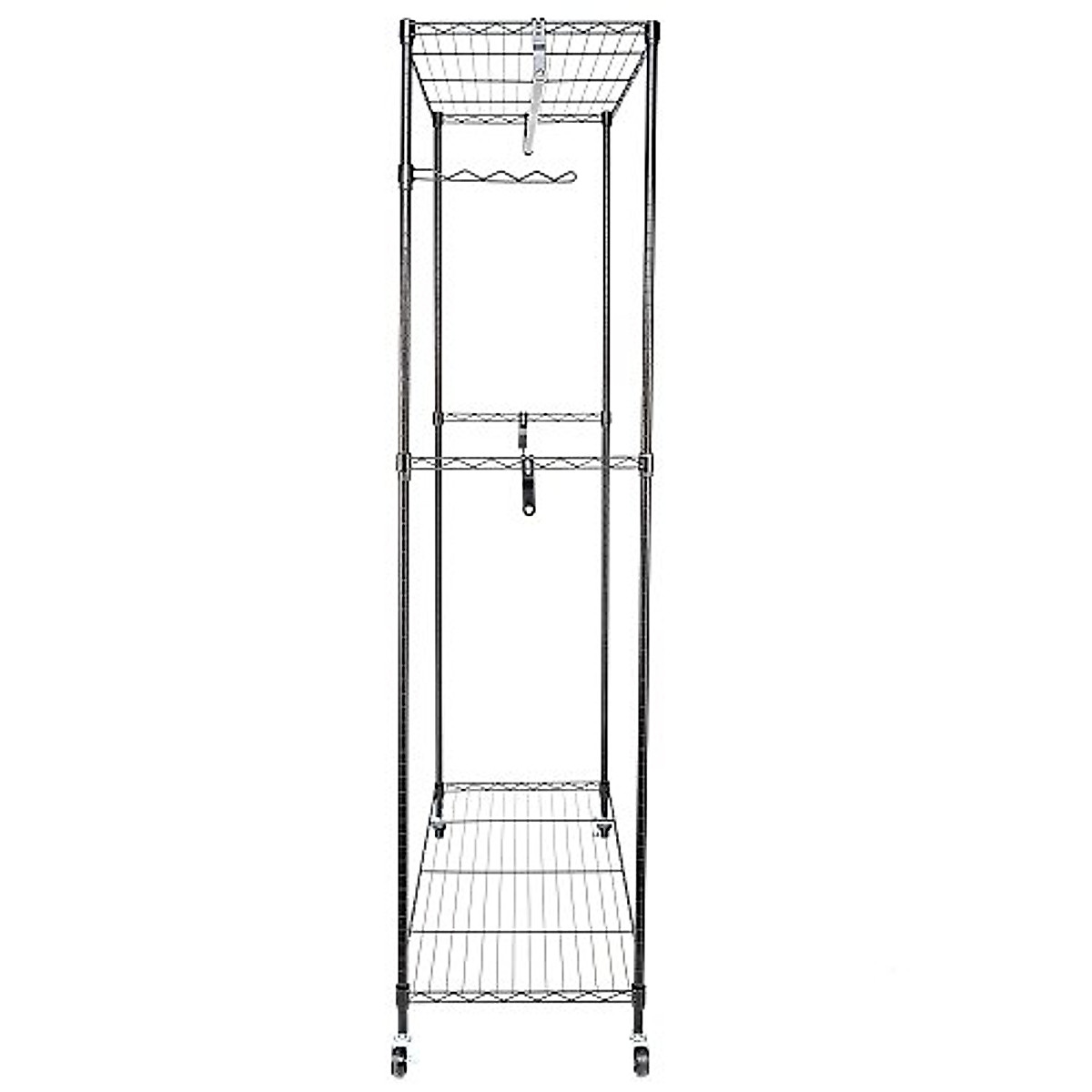 Knocbel Garment Rolling Rack Large Heavy Duty Closet Organizer with Adjustable Hanging Rod Shelf & Lockable Wheels, Black (2-Rods (35.4 x 17.7 x H70.9) inch)