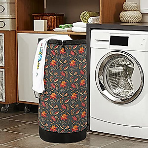 Autumn Leaves Thanksgiving Laundry Bag Heavy Duty Laundry Backpack with Shoulder Straps Handles Travel Laundry bag Drawstring Closure Dirty Clothes Organizer For Camp College Dorm and Apartment