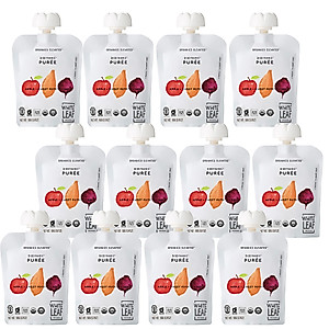 White Leaf Provisions Biodynamic & Organic Baby Food/Snacks — 12 x 3.17 Oz Apple, Sweet Potato & Beet Unsweetened Baby Puree Pouches — Squeezable Baby Food & Toddler Snack