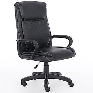 Office Desk Chair Set of 6 Black Home Office Chair Leather, Ergonomics Computer Desk Chairs in Bulk Comfortable Office Chair with Wheels Arm for Work Sturdy