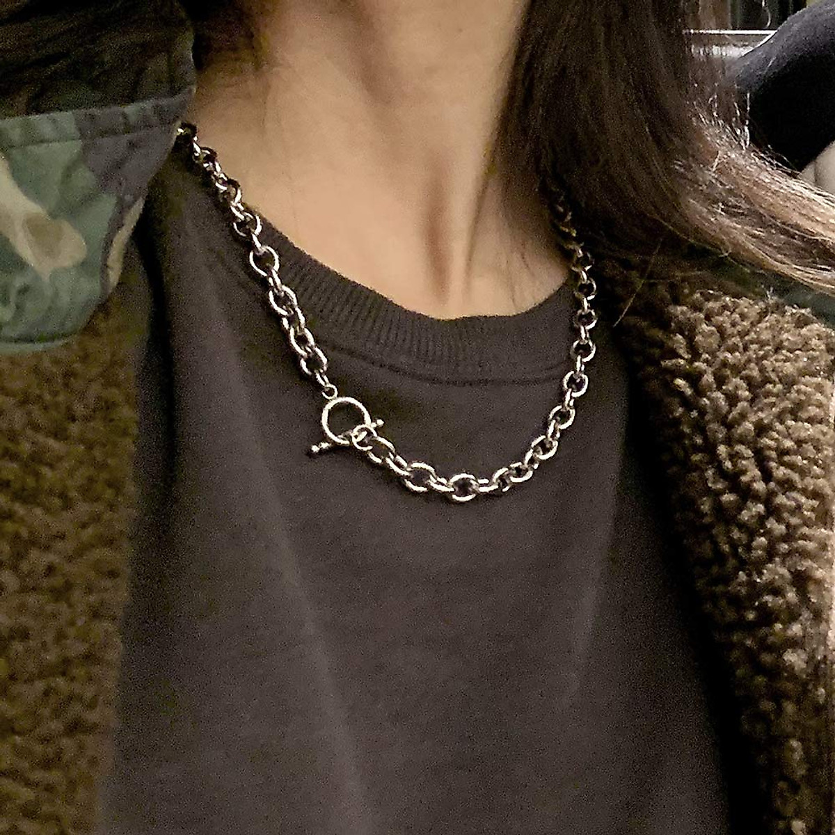 YERTTER Dainty Unique Punk Layering Chain Choker Necklace Boho Jewelry Set Layered Pendant Statement Chunky Chain Necklace for Women Man