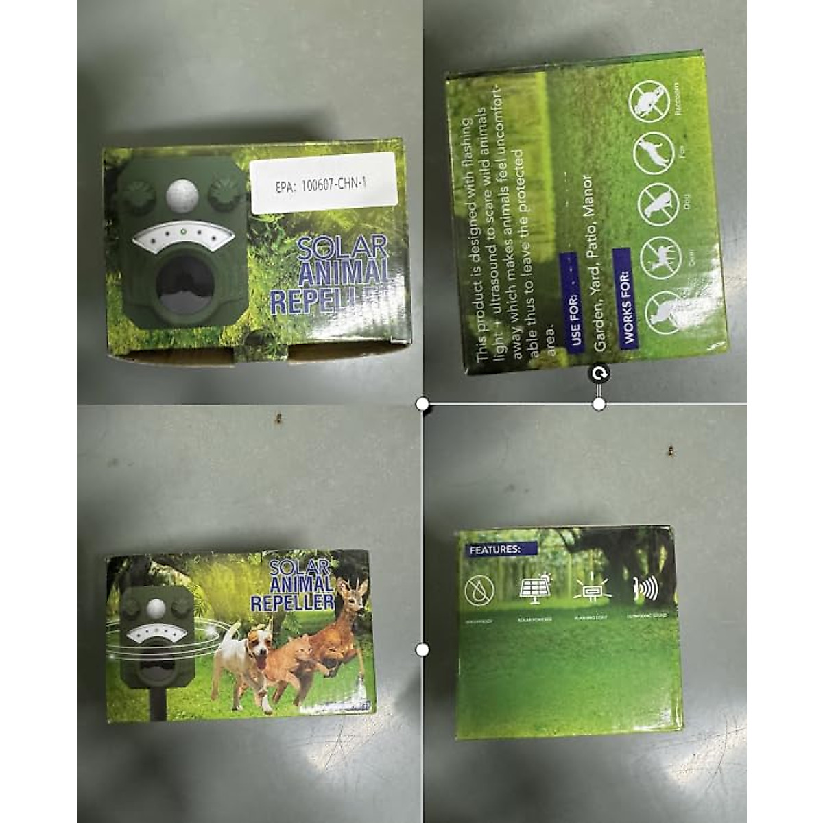 1Pcs Ultrasonic Animal Repellent Outdoor Solar Animal Repeller with Motion Sensor&LED Strobe Light Cat Repellent Outdoor Deer Repellent Devices Waterproof Dog Repellent Skunk Repellent for Yard Farm