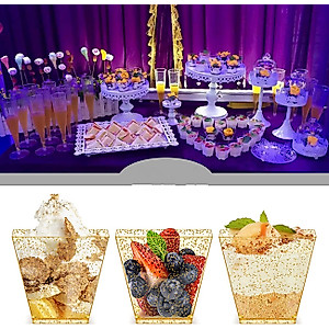 150 Pcs 2 Oz 60ml Small Square Dessert Cups with Spoons 150 Set Plastic Ice Cream Dessert Bowls Disposable Dessert Cake Cups Salad Sundae Dessert Cups Snack Appetizer Cups Serving Bowl Party Favor