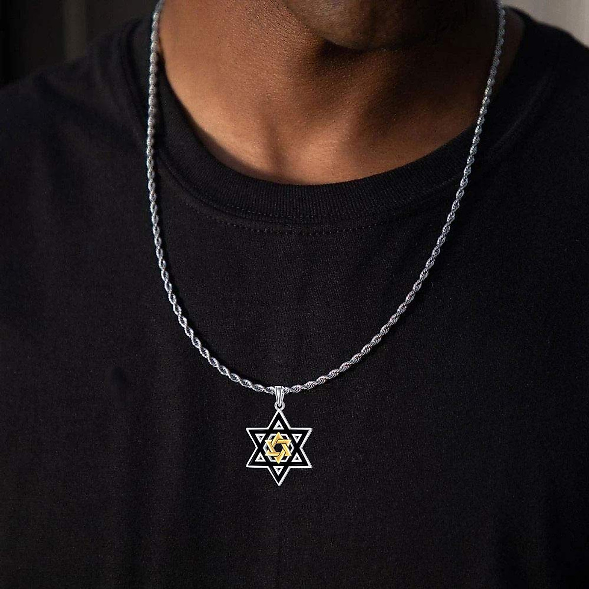 PDTJMTG Star of David Necklace Sterling Silver Necklace, 20”+2”