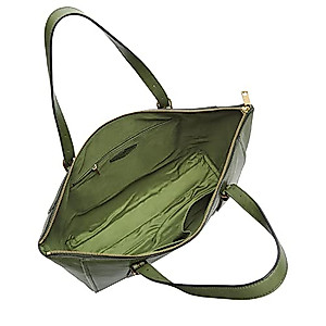 Fossil Women's Carlie Leather Tote Bag Purse Handbag, Tarragon (Model: ZB1773374)