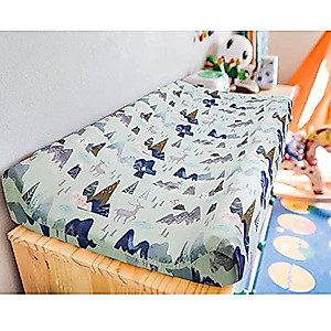 Bassinet Sheet and Changing Pad Cover, Baby Cradle Mattress Sheets, Changing Table Sheet for Boys Girls, Soft Breathable, Mountain