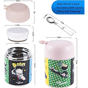 Maxerkeep Japanese Anime todoroki Deku izuku midoriya Bakugo 17oz Vacuum Insulated Soup Flask, Stainless Steel Lunch Container for Hot Food,Food Jar for Toddlers & Kids