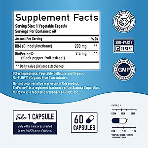SMNutrition DIM Supplement 200 mg | Estrogen Balance for Women & Men | Hormone Balance, Menopause Supplements for Women, Antioxidant Support | Clean Label Project Certified, Vegan, Soy Free 60 Ct.