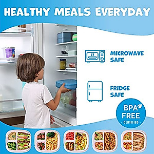 Umami Bento Lunch Box KIDS with Cutlery, Leak-Proof, Easy to Clean, 3 Compartments Bento Box for Kids, Ideal Portion Sizes for Ages 4 to 12, for Boys & Girls, Microwave, Dishwasher & Safe, BPA-Free